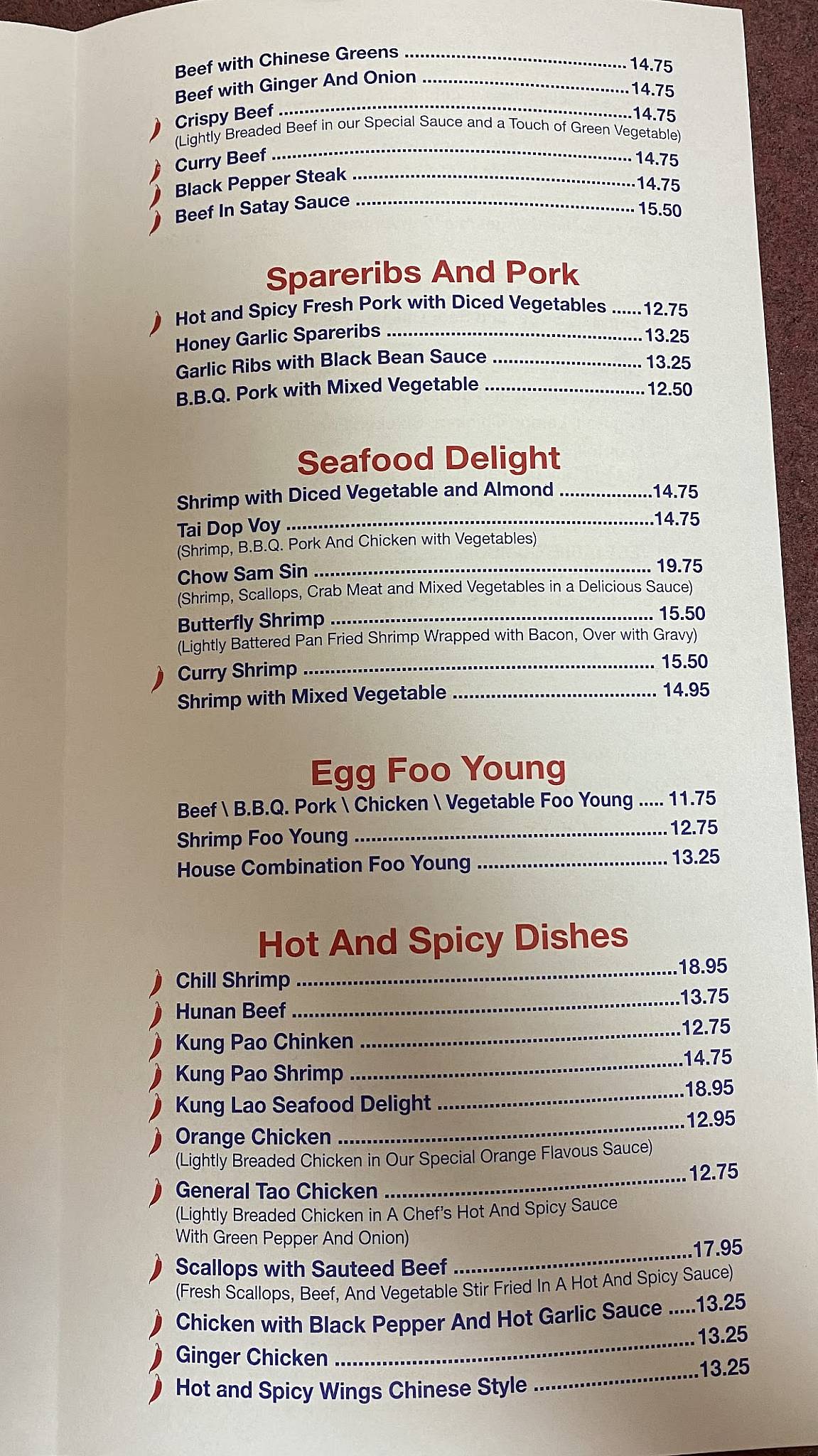 Menu at Golden Flower restaurant, Cochrane