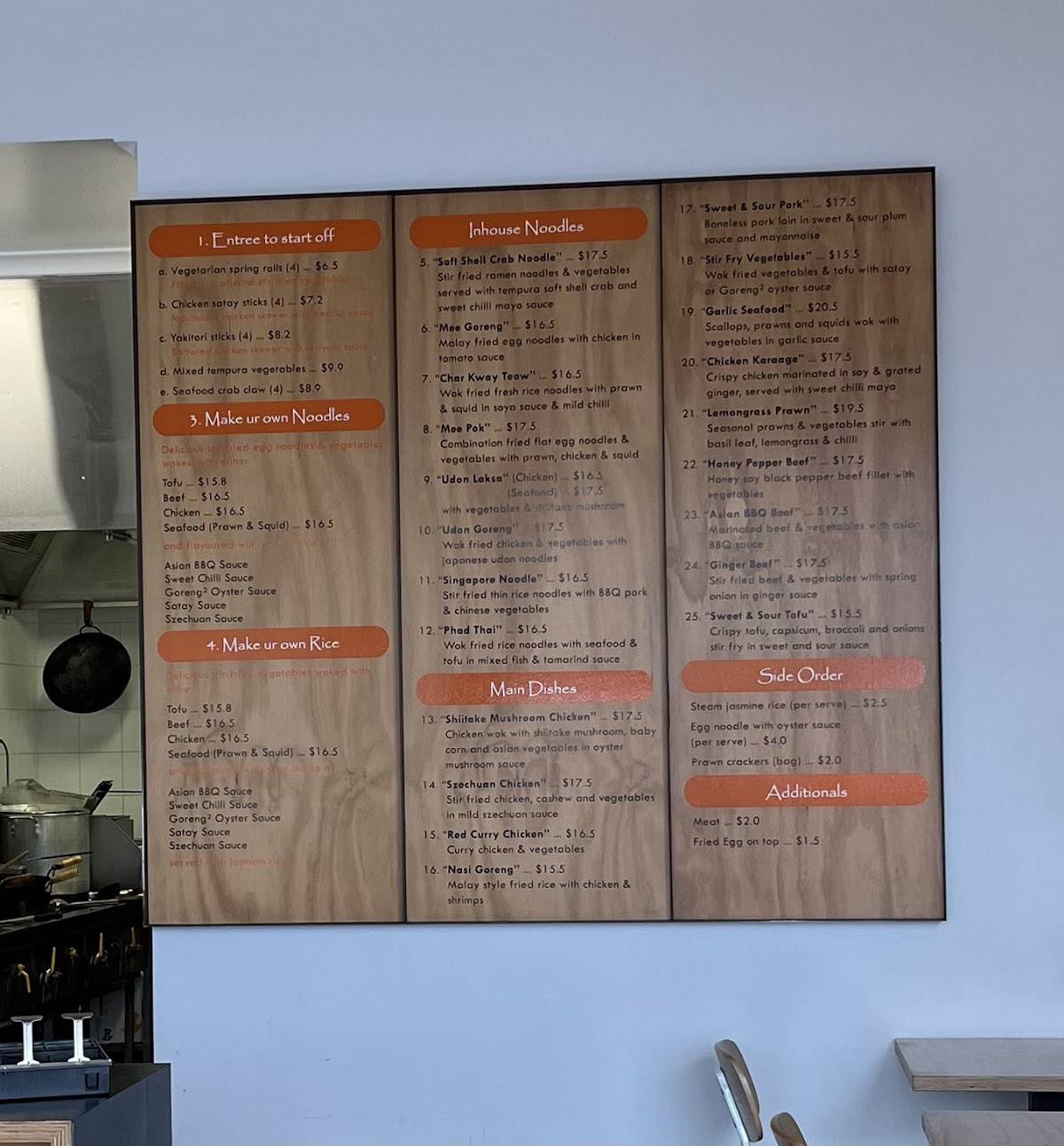 Menu at Goreng Goreng restaurant, Mount Lawley