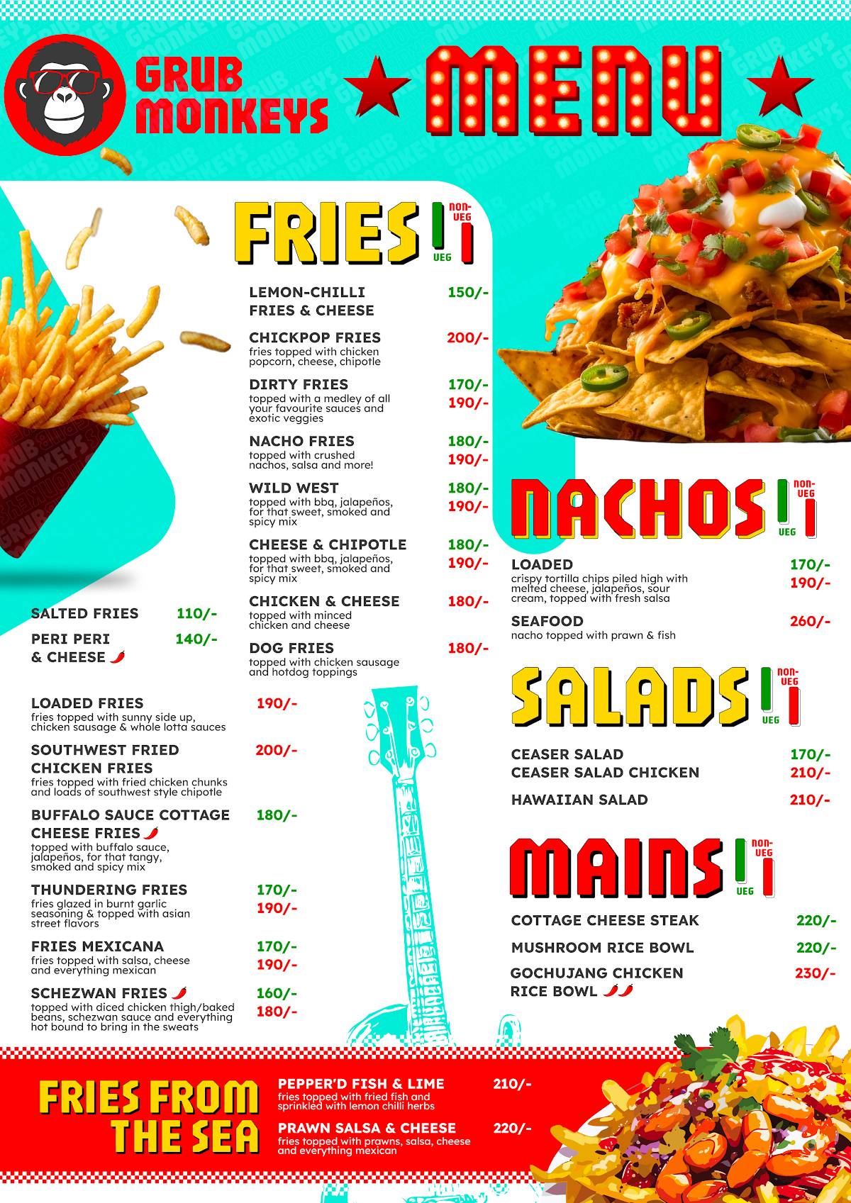 Menu at Grub Monkeys New BEL Road Diner, Bengaluru