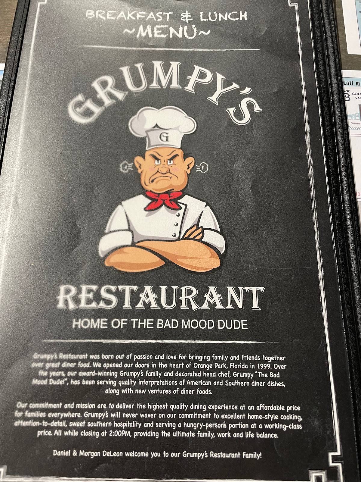 Menu at Grumpy's Restaurant, Orange Park