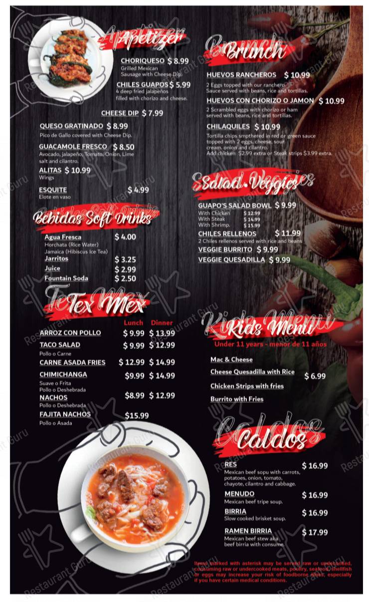 Carta del restaurante Guapo’s Mexican Grill, Newport News
