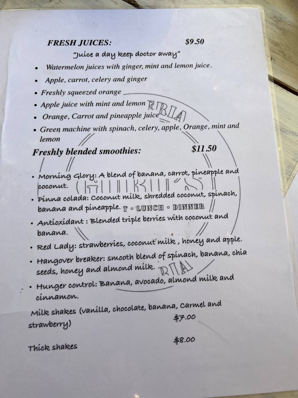 Menu at Guru's Cafeteria, Albury