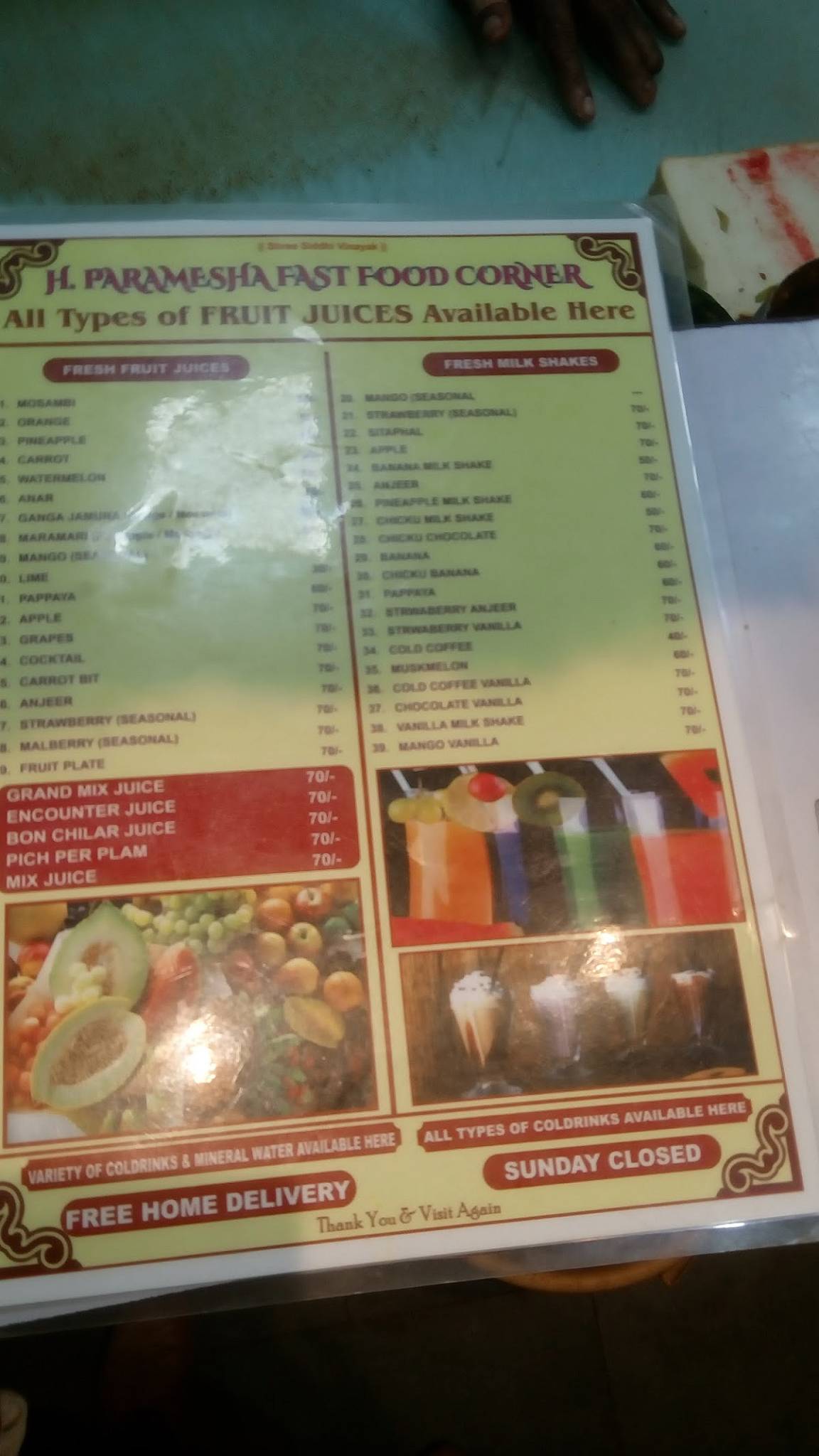 Menu at H Parmesha Sandwich Corner, Mumbai