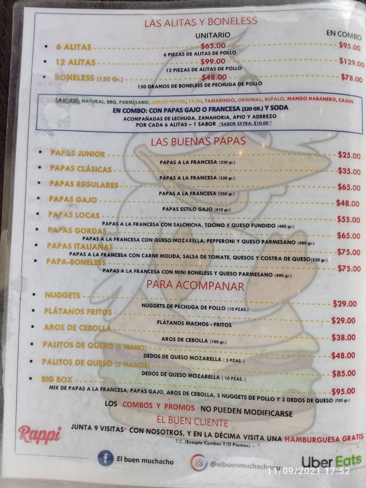 Carta del restaurante Hamburguesas "El buen muchacho" Nueva Sta. Maria ...