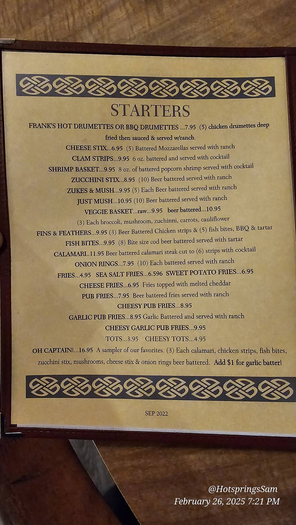 Menu at Hamilton House Pub & Restaurant, Victor