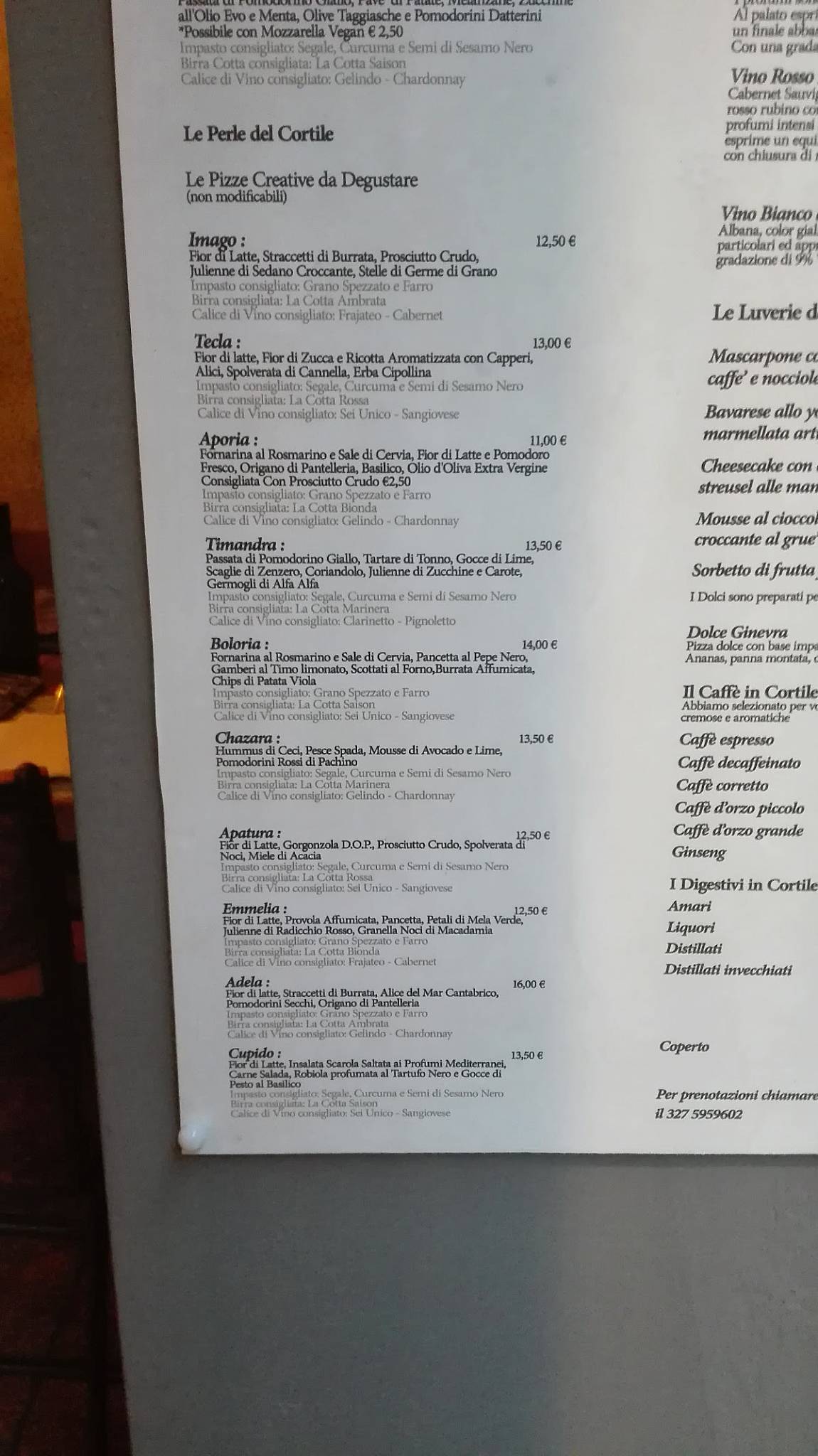 Menu da Il Cortile In Centro Pizza Gourmet ristorante, Rimini