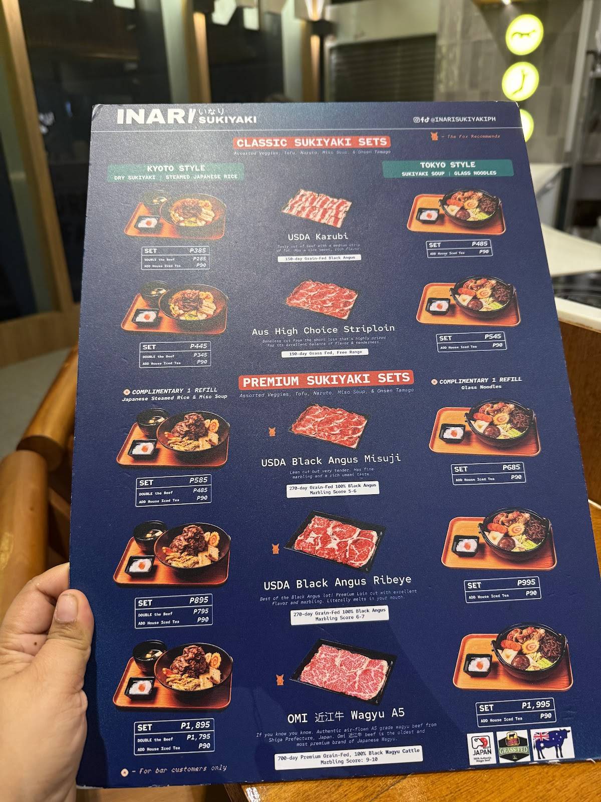 Menu at Inari Sukiyaki - QC restaurant, Quezon City, J27Q+R23