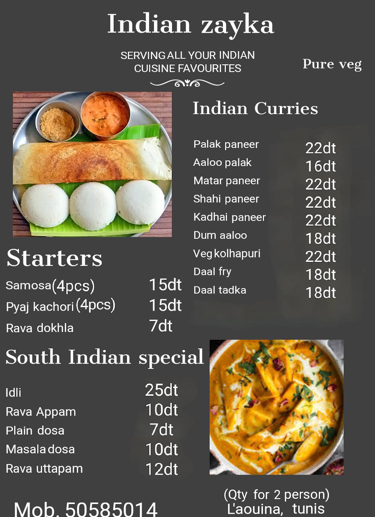 Menu au Indian zayka restaurant, Tunis, 3