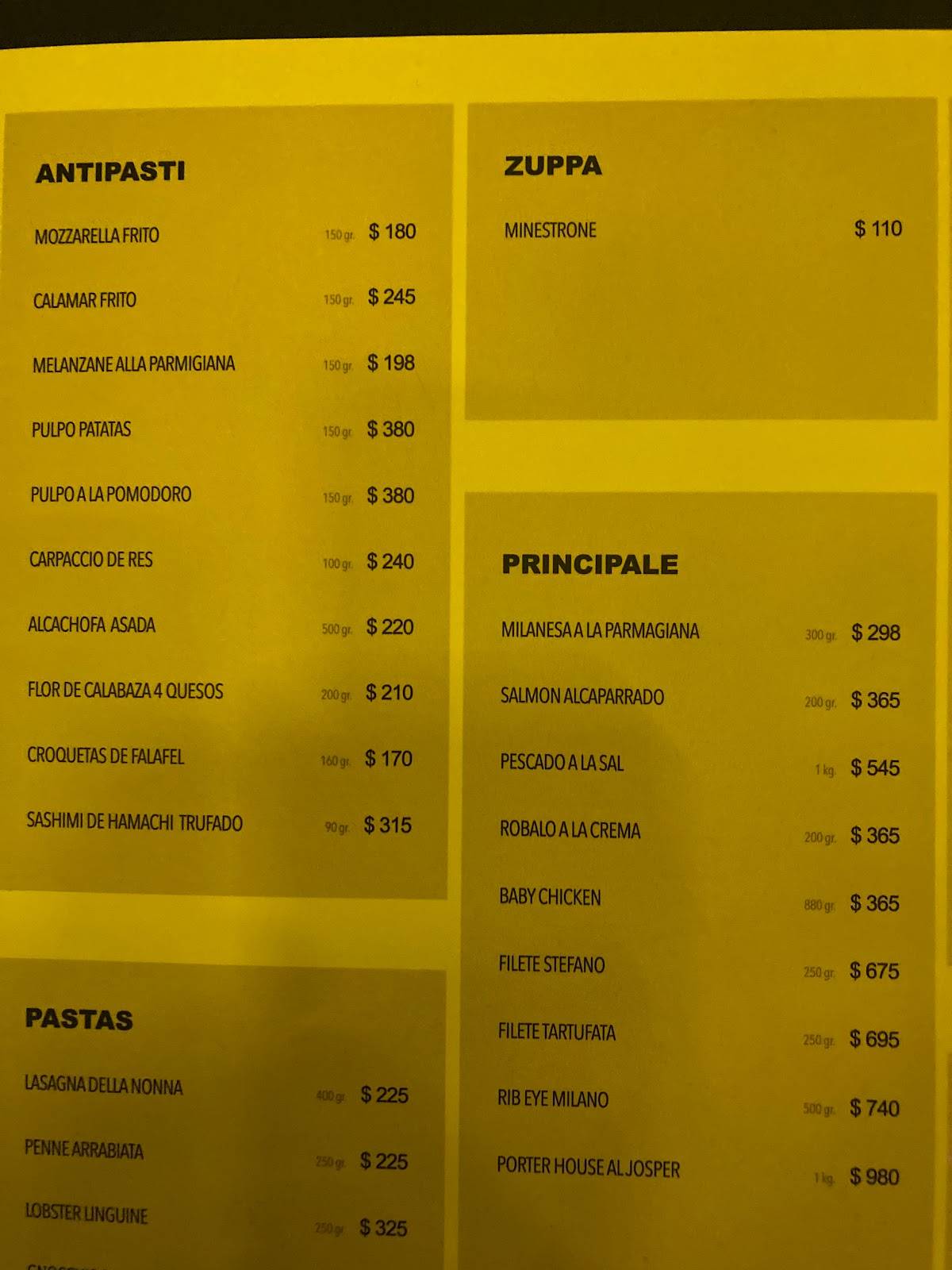 Carta del restaurante Isabela MX, Zapopan