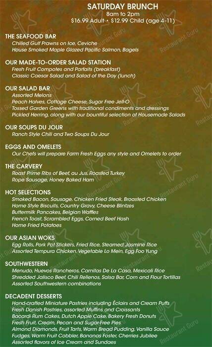 Menu at Island Buffet, Reno, 2707 S Virginia St.