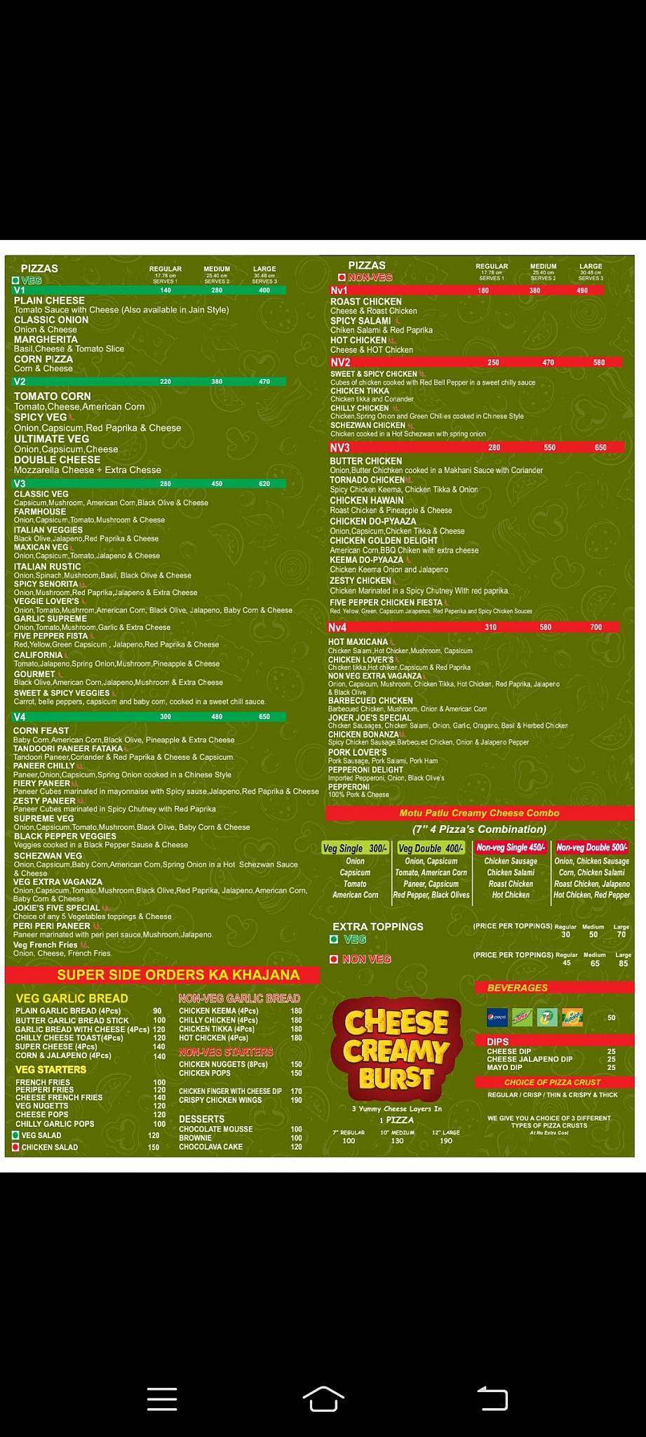 Menu at Joker Joe's Pizza, Mumbai