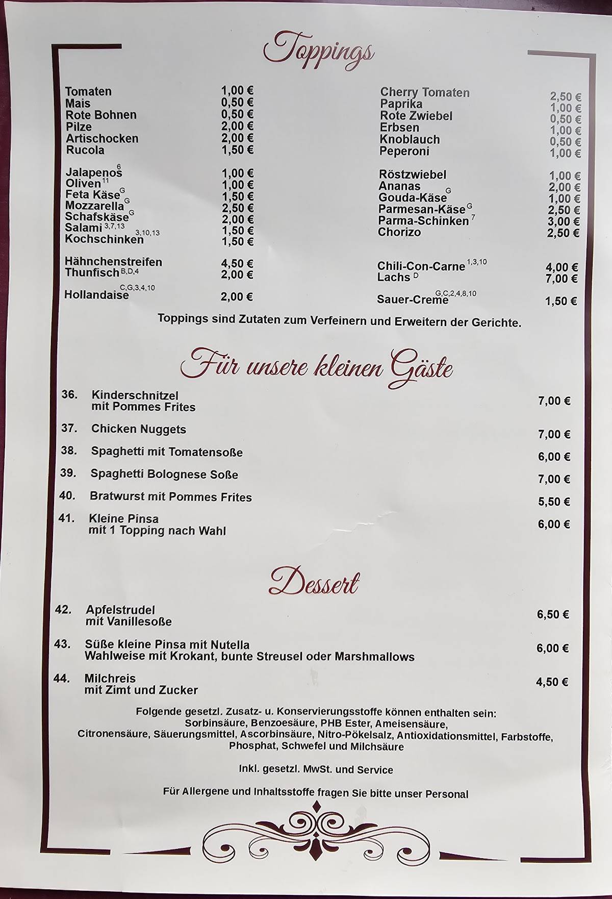 Speisekarte von Jösters Gasthaus restaurant, Medebach