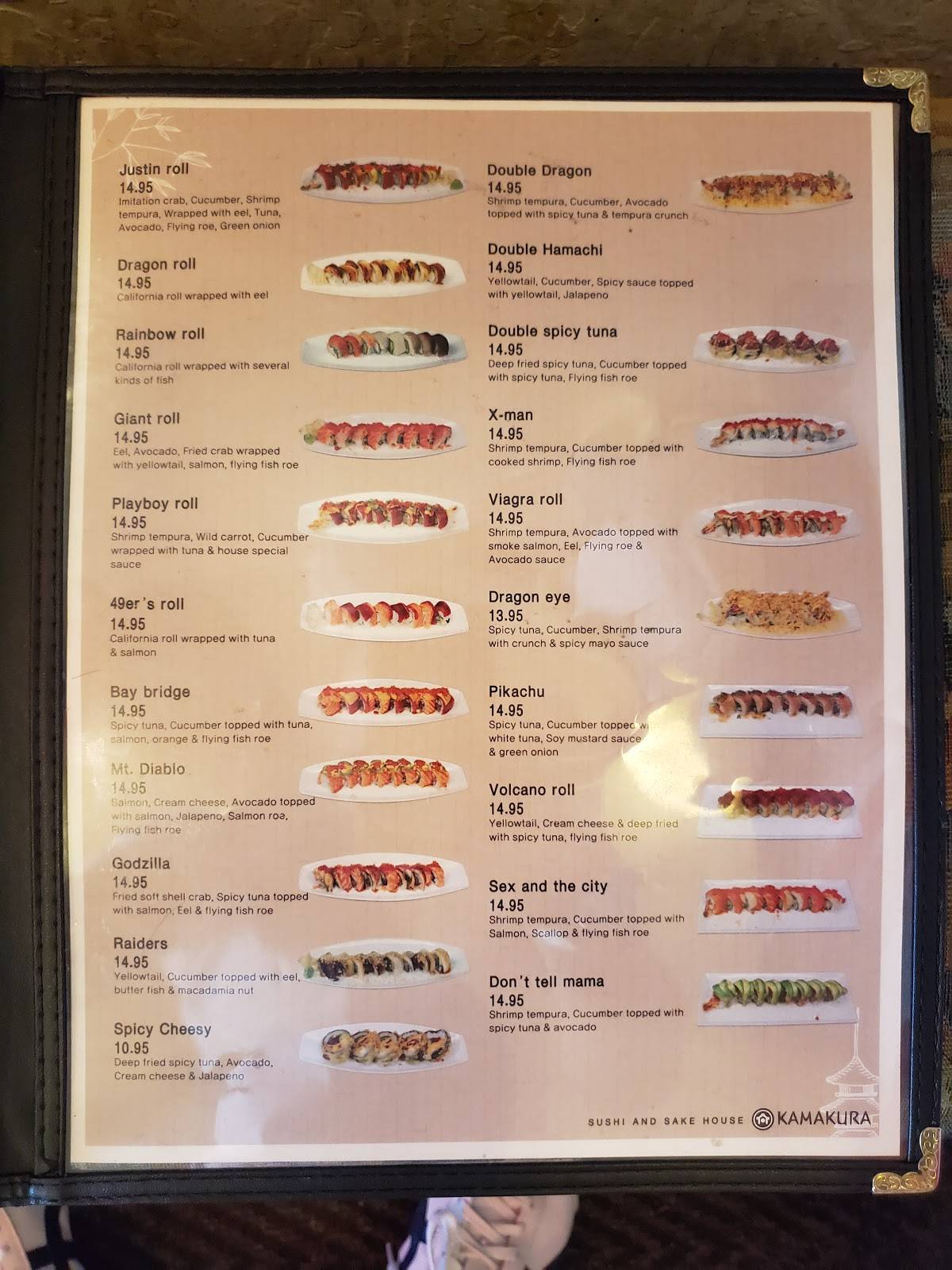 Menu at Kamakura Japanese Restaurant, Los Gatos