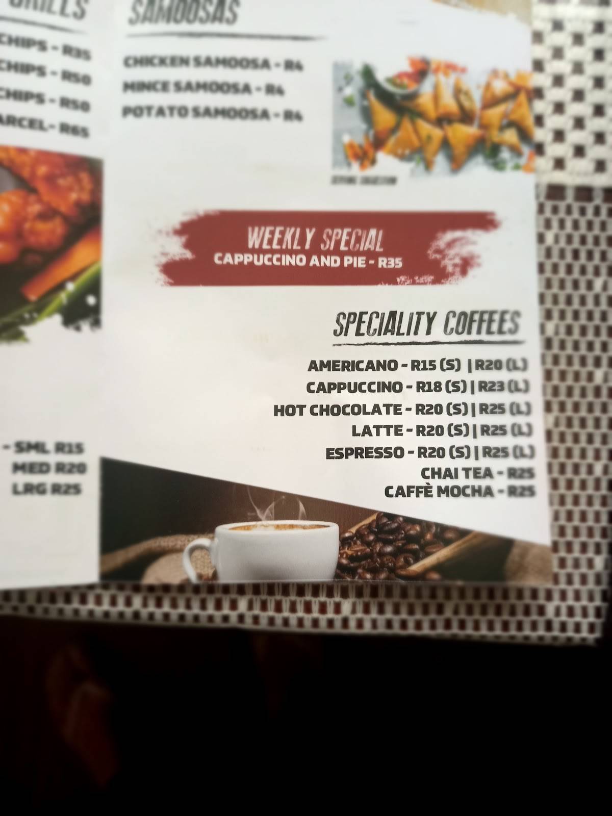 Menu at Karbros Take Aways - Observatory restaurant, Cape Town
