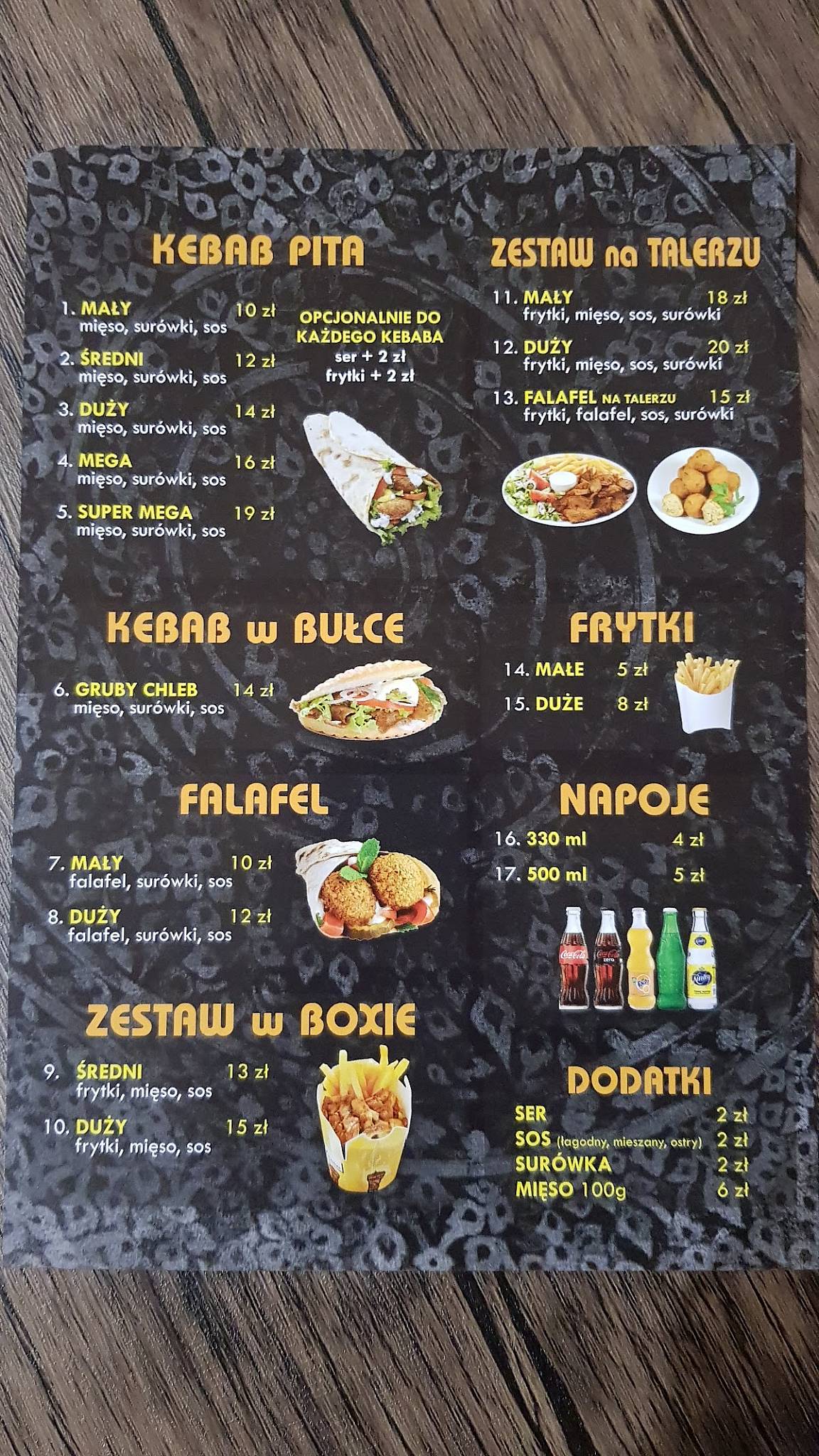 Menu at Kebab Marhaba, Mielec
