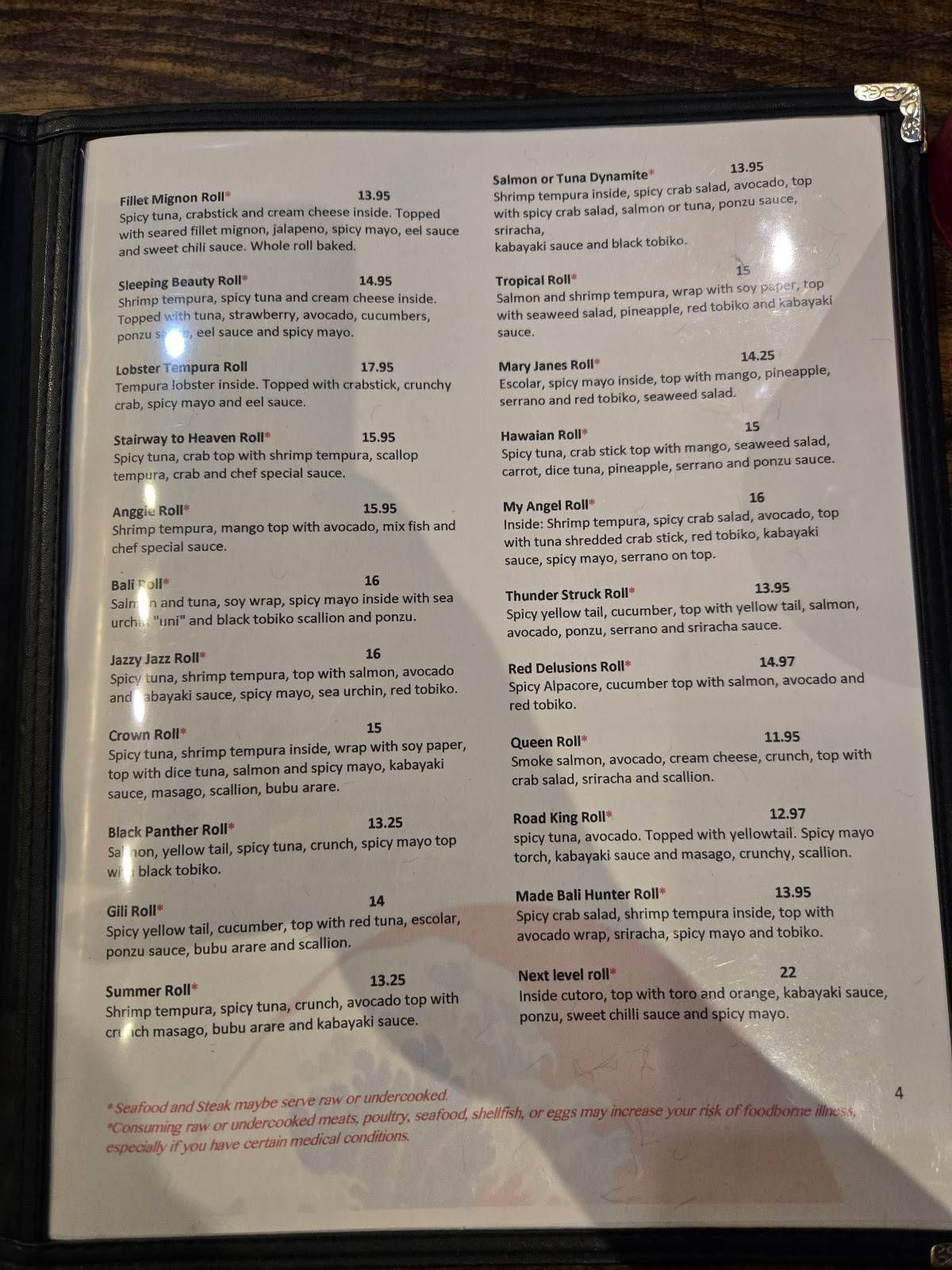 Menu at Konnichiwa of Lexington, SC restaurant, Lexington