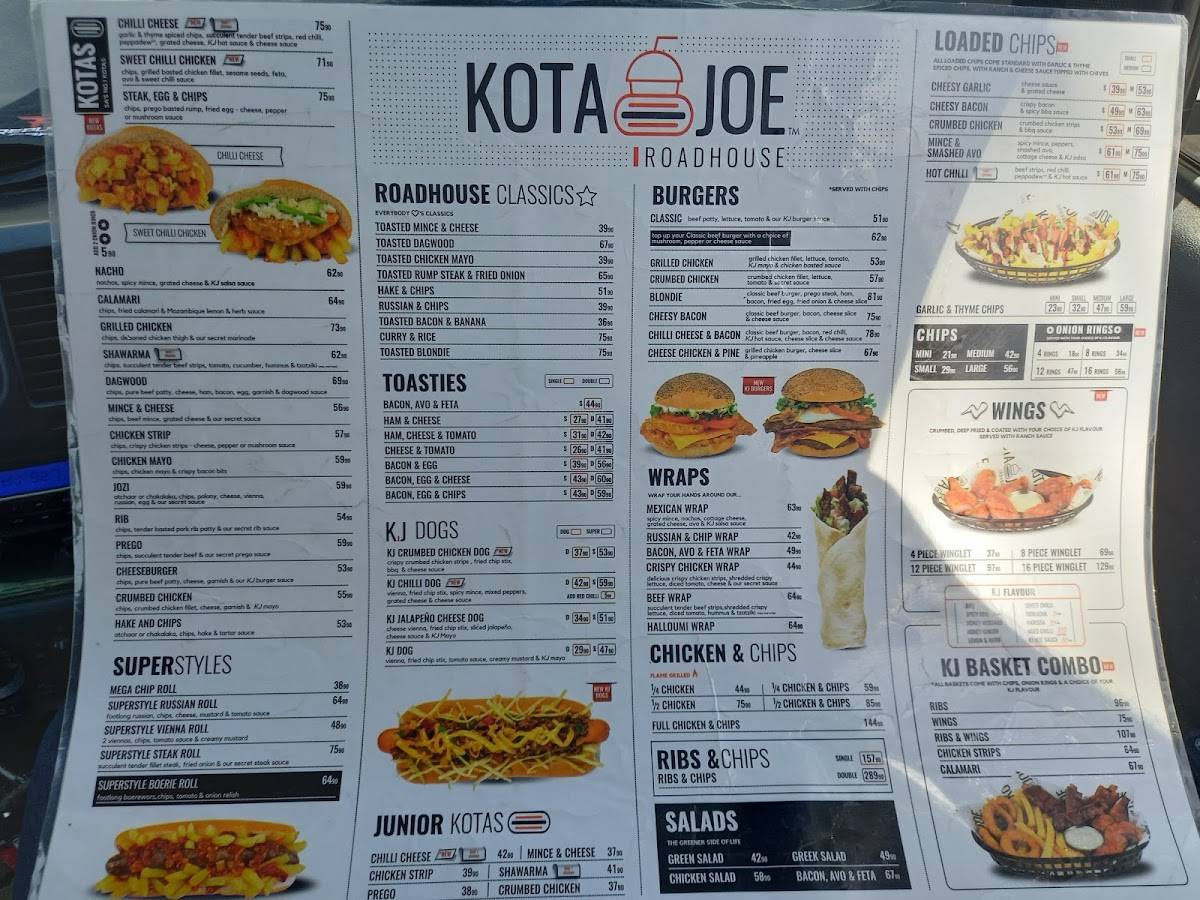 Menu at Kota Joe Roadhouse - Edenvale restaurant, Edenvale, 13 Van ...