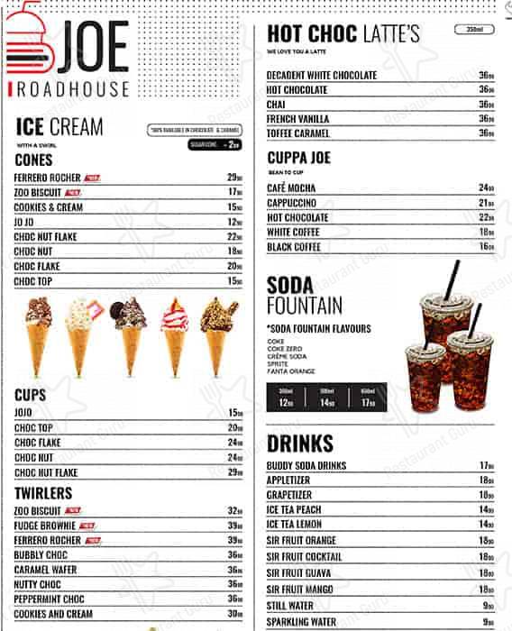 Menu at Kota Joe Roadhouse - Edenvale restaurant, Edenvale, 13 Van ...