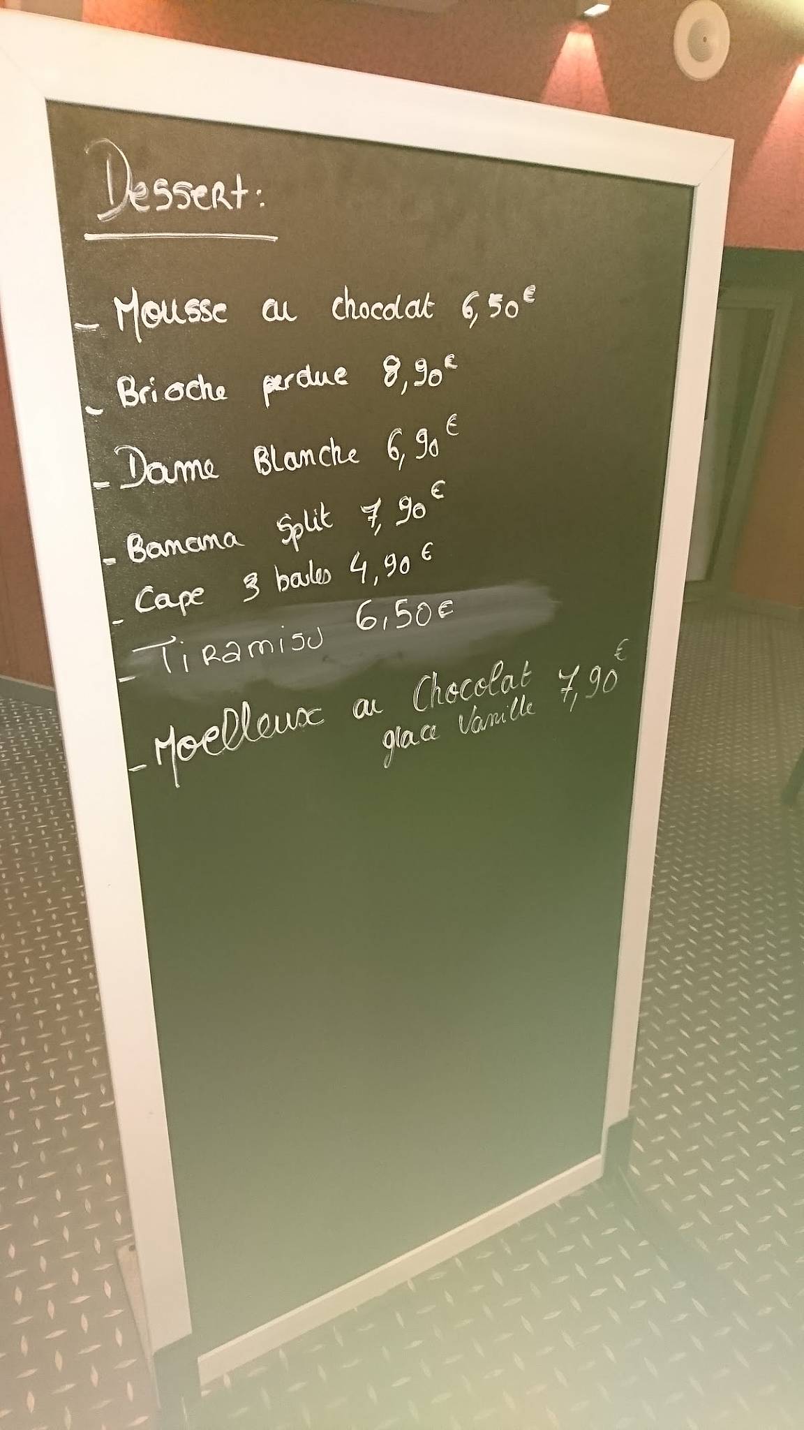 Menu au La Mezzanine restaurant, Fourmies