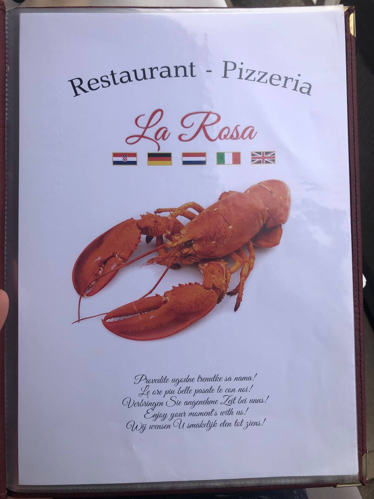Menu da La Rosa ristorante, Vrsar