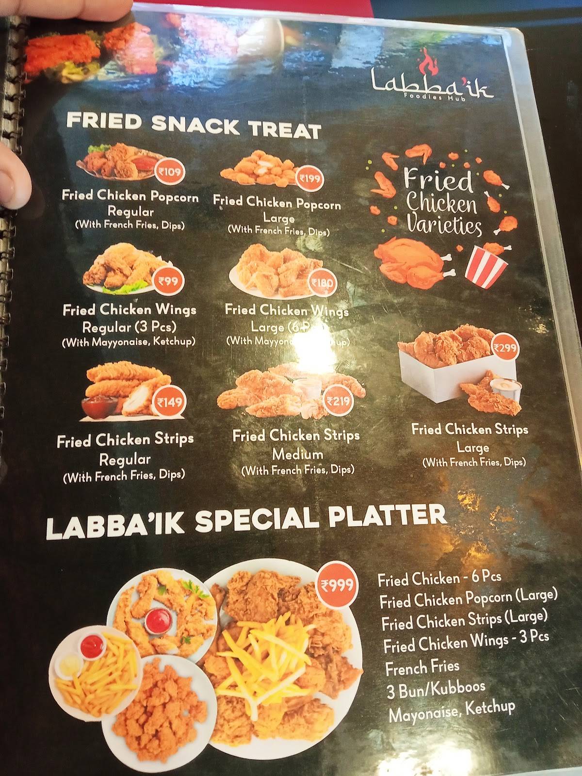 Menu at Labba'ik Fried Chicken, Kottayam