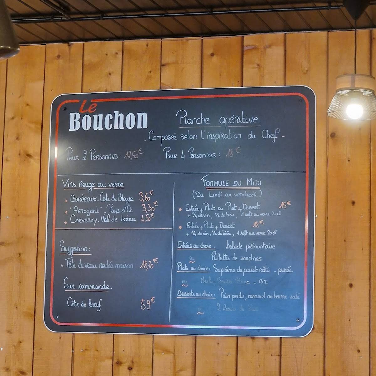 Menu au Le Bouchon restaurant, Saint-Gilles-Croix-de-Vie