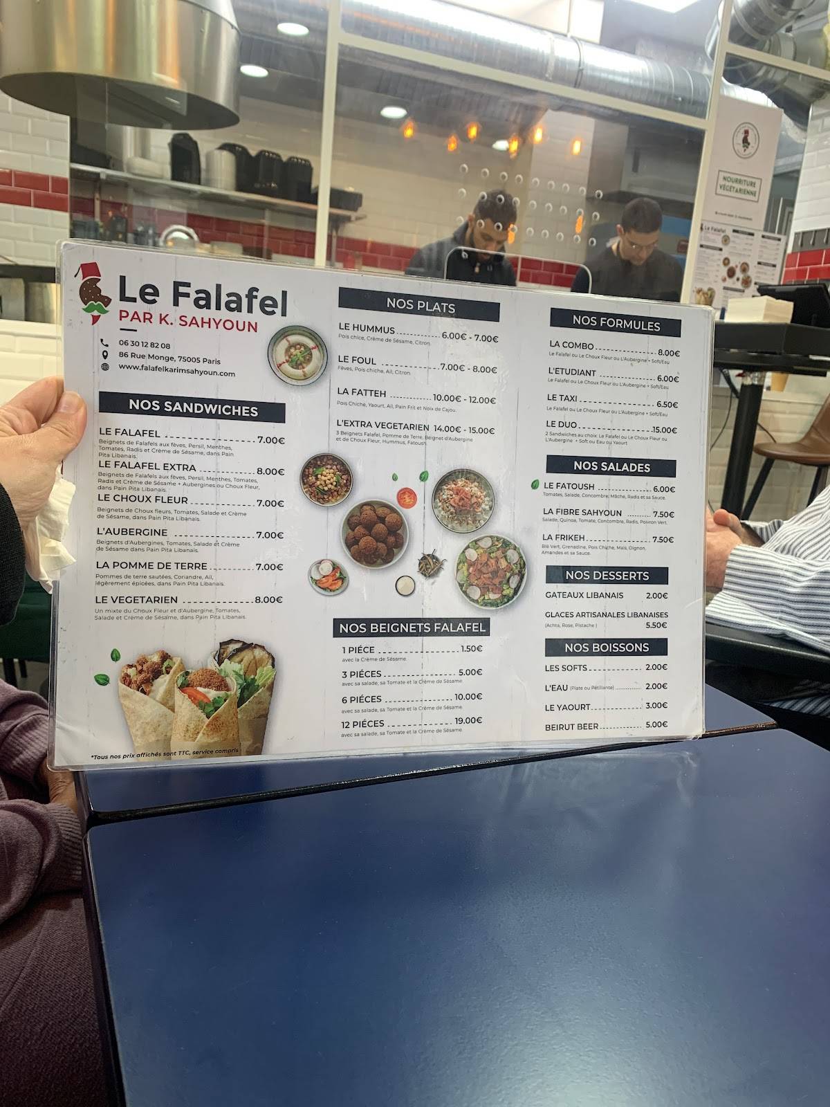 Menu au Le Falafel K Sahyoun restaurant, Paris
