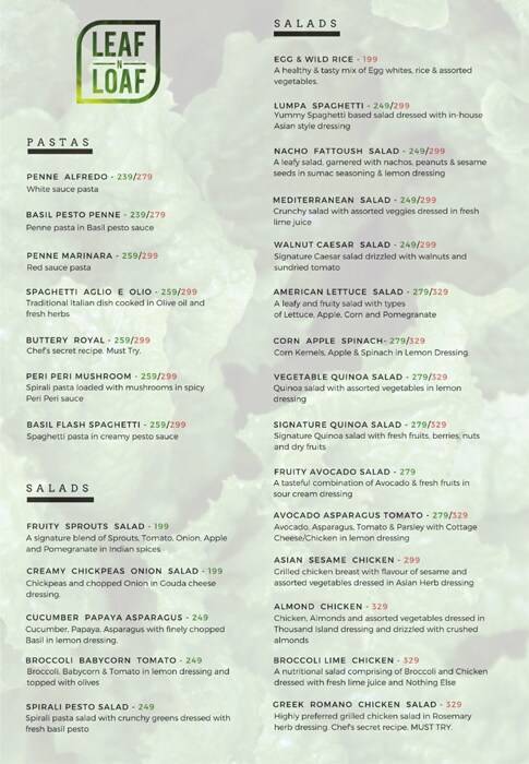 Menu at Leaf N Loaf, Gurugram
