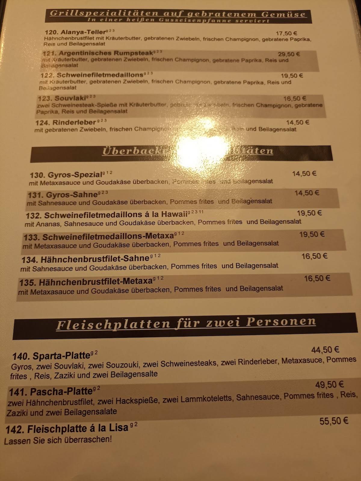 Speisekarte von Restaurant Lisa, Saterland