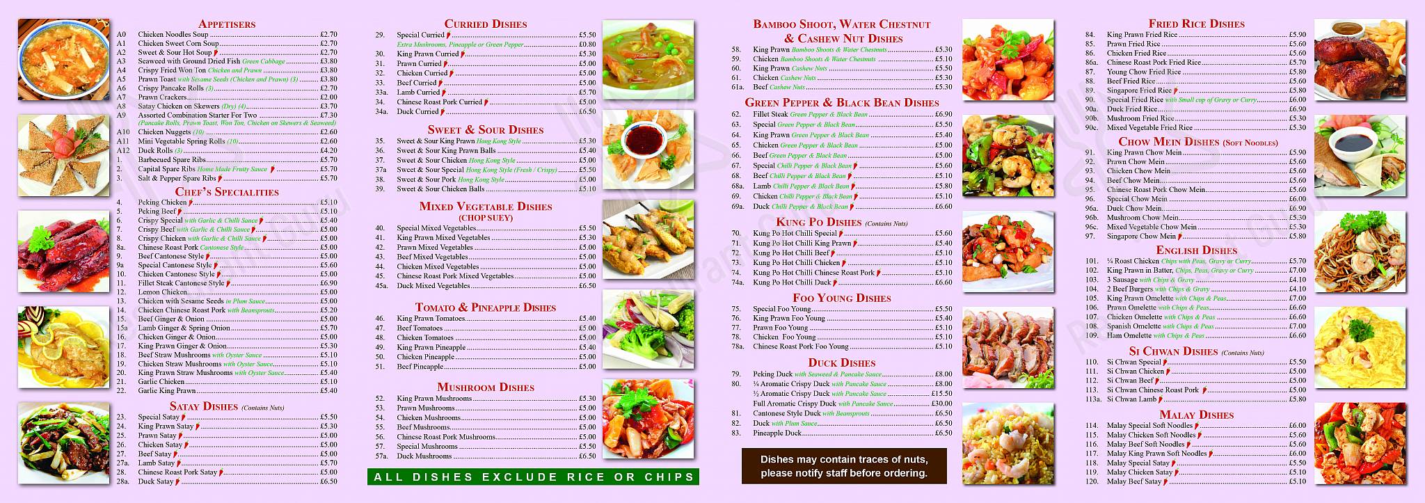 Menu at Long Hua Takeaway restaurant, Hull