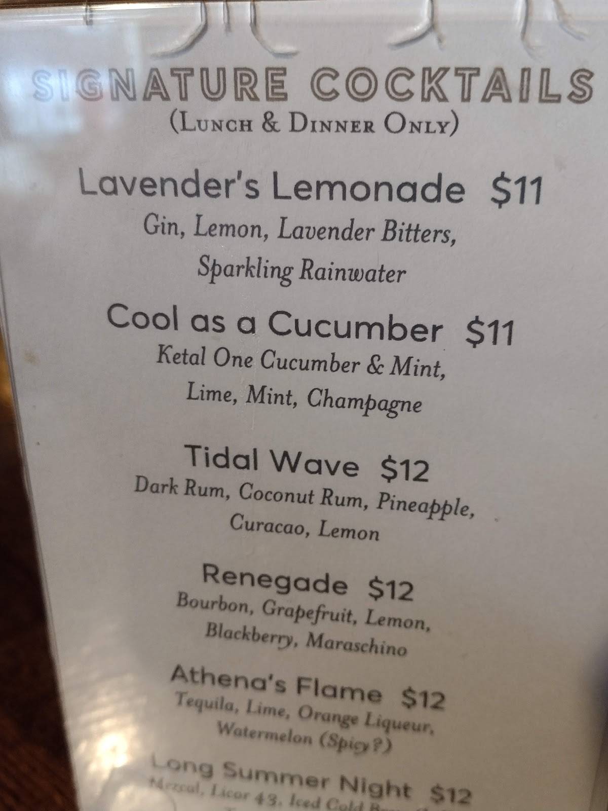 Menu at Lucille's restaurant, Houston