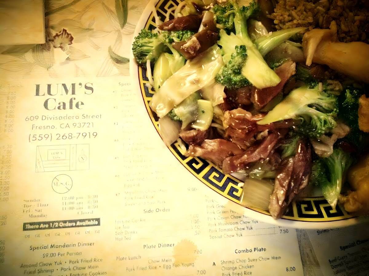 Menu at Lum's Chop Suey restaurant, Fresno