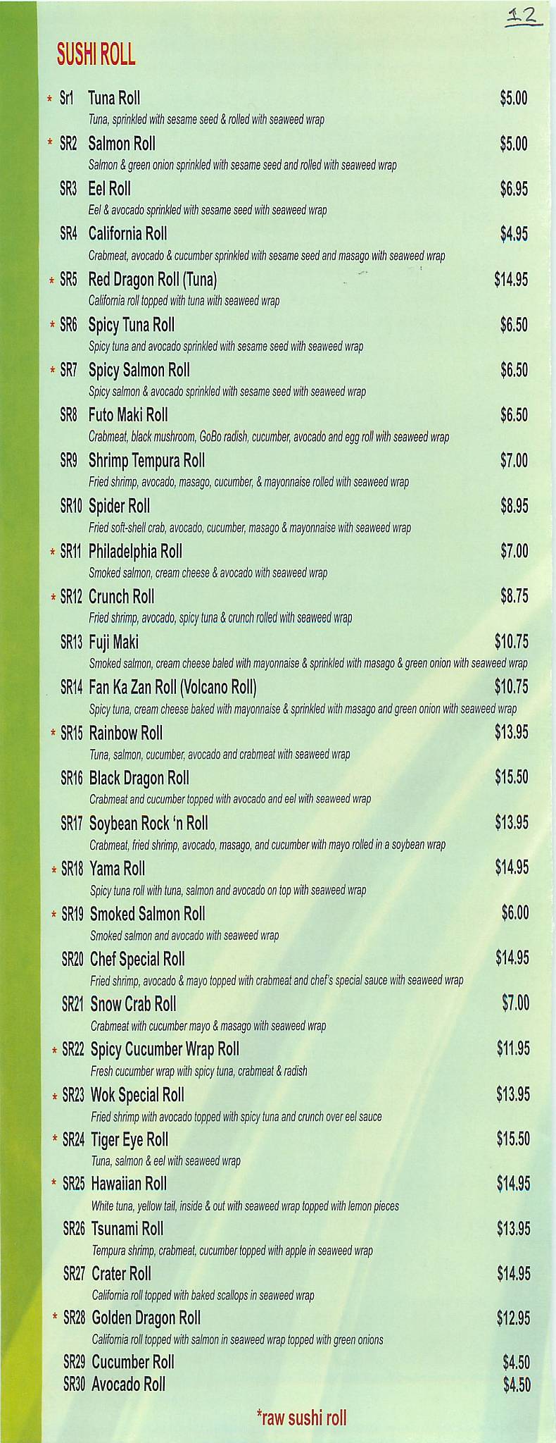 Menu at Mandarin Chinese & Sushi restaurant, Alexandria