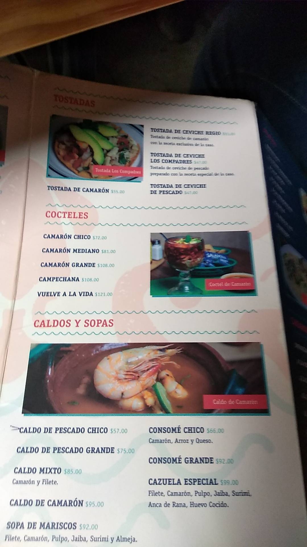 Carta del restaurante Mariscos El Calamar Sucursal Eloy Cavazos ...
