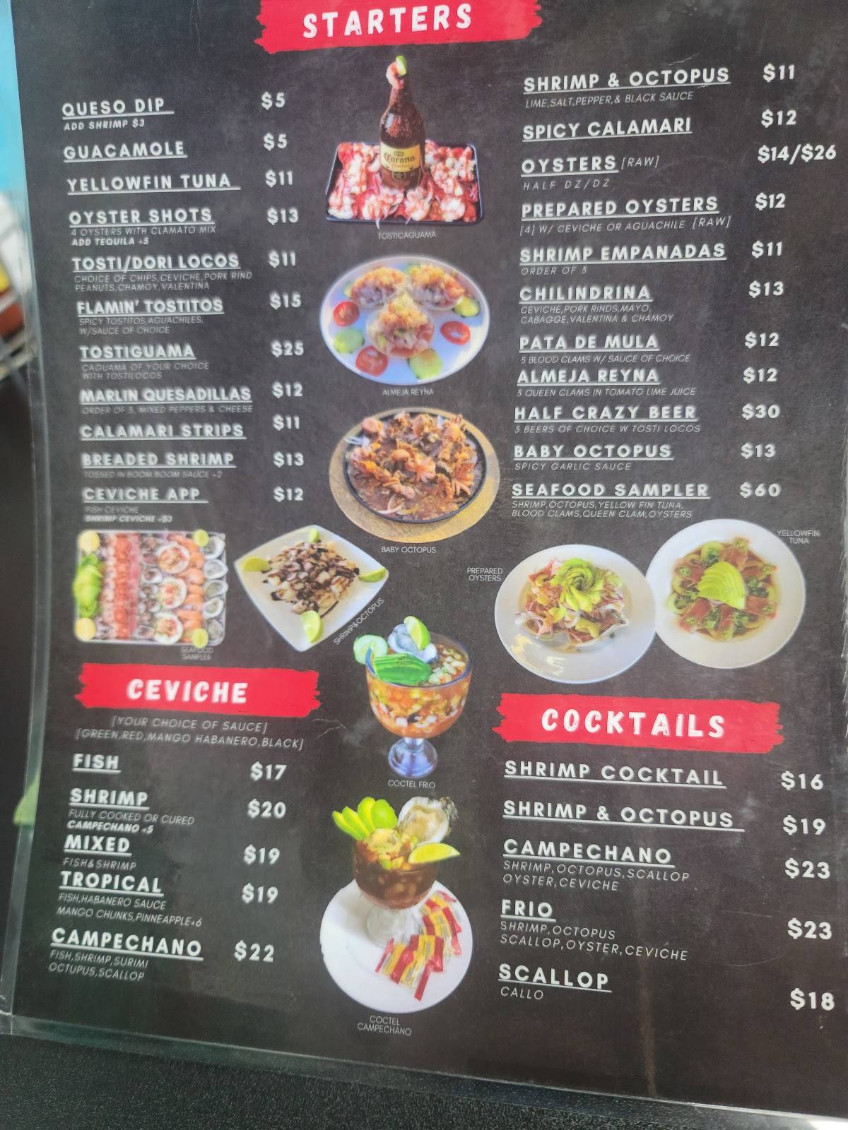 Menu at Mariscos KC restaurant, Olathe