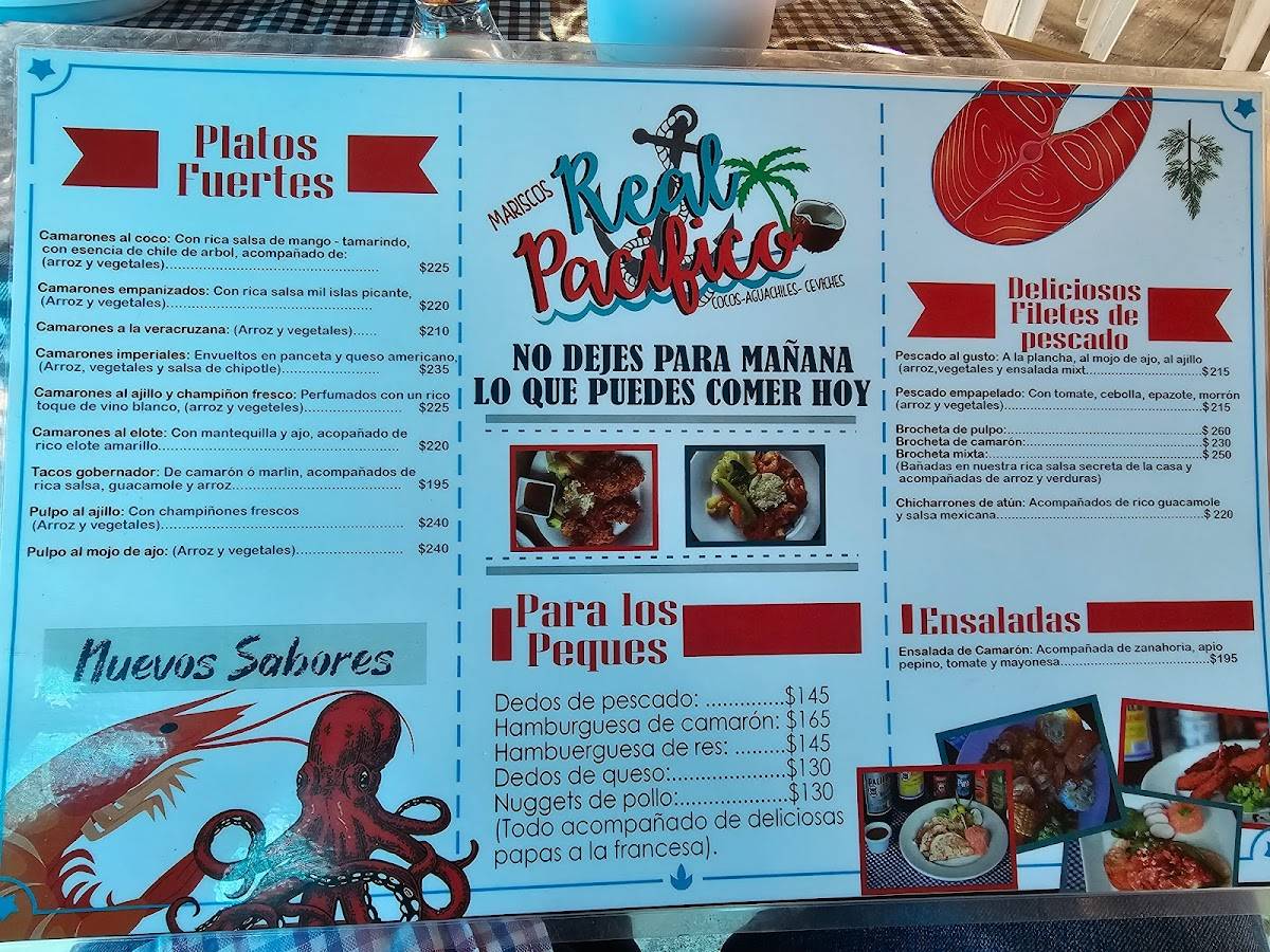Carta del restaurante Mariscos Real Pacífico, Mazatlán