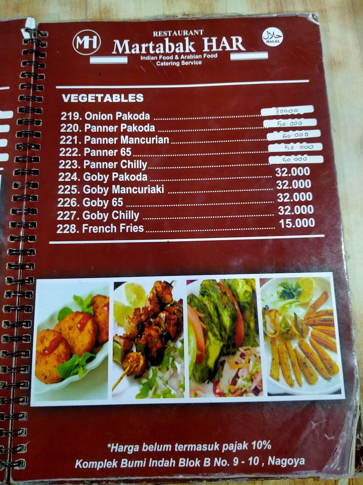 Menu at Restaurant Martabak Har, Batam, Komplek Bumi Indah