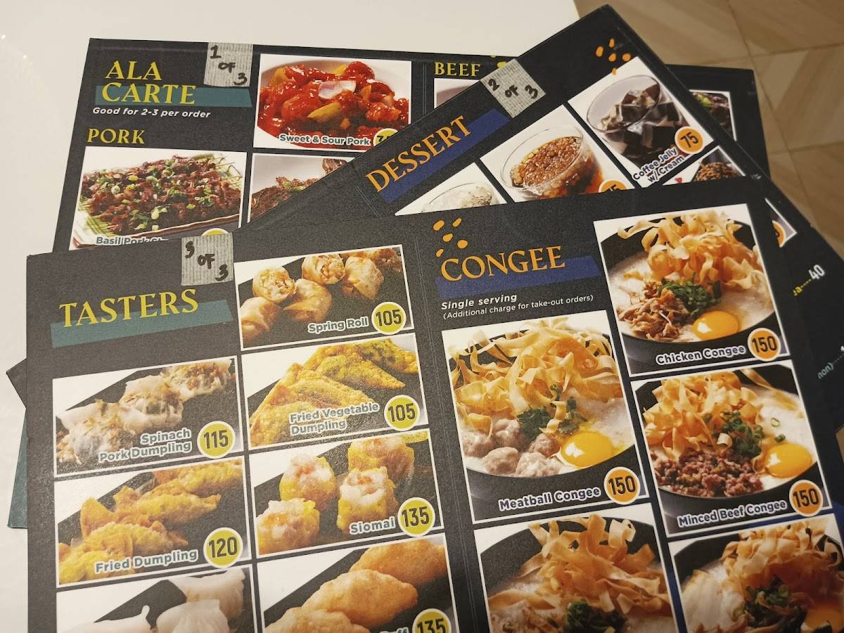 Menu at Master Po One Paseo restaurant, Cebu City