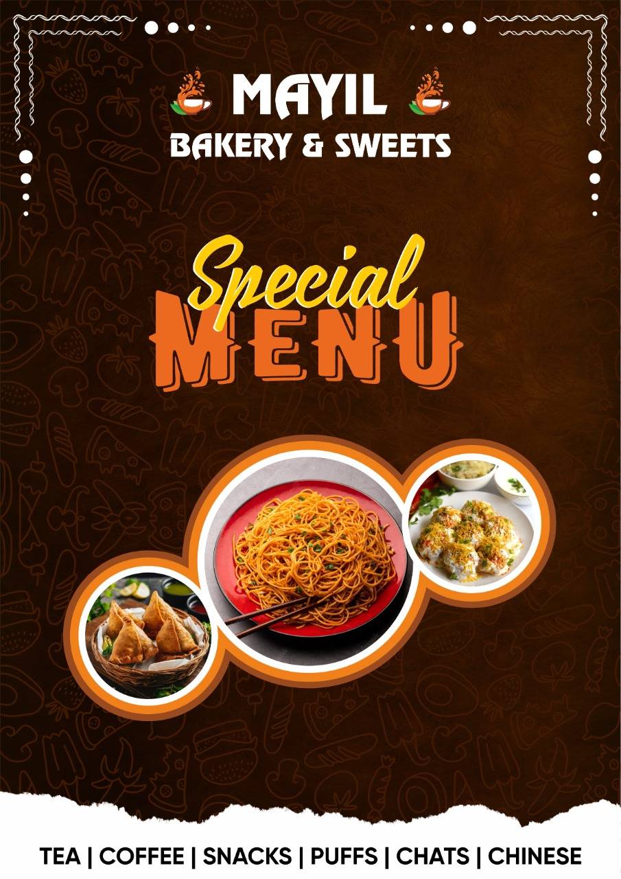 Menu at Mayil bakery, Kodangipalayam