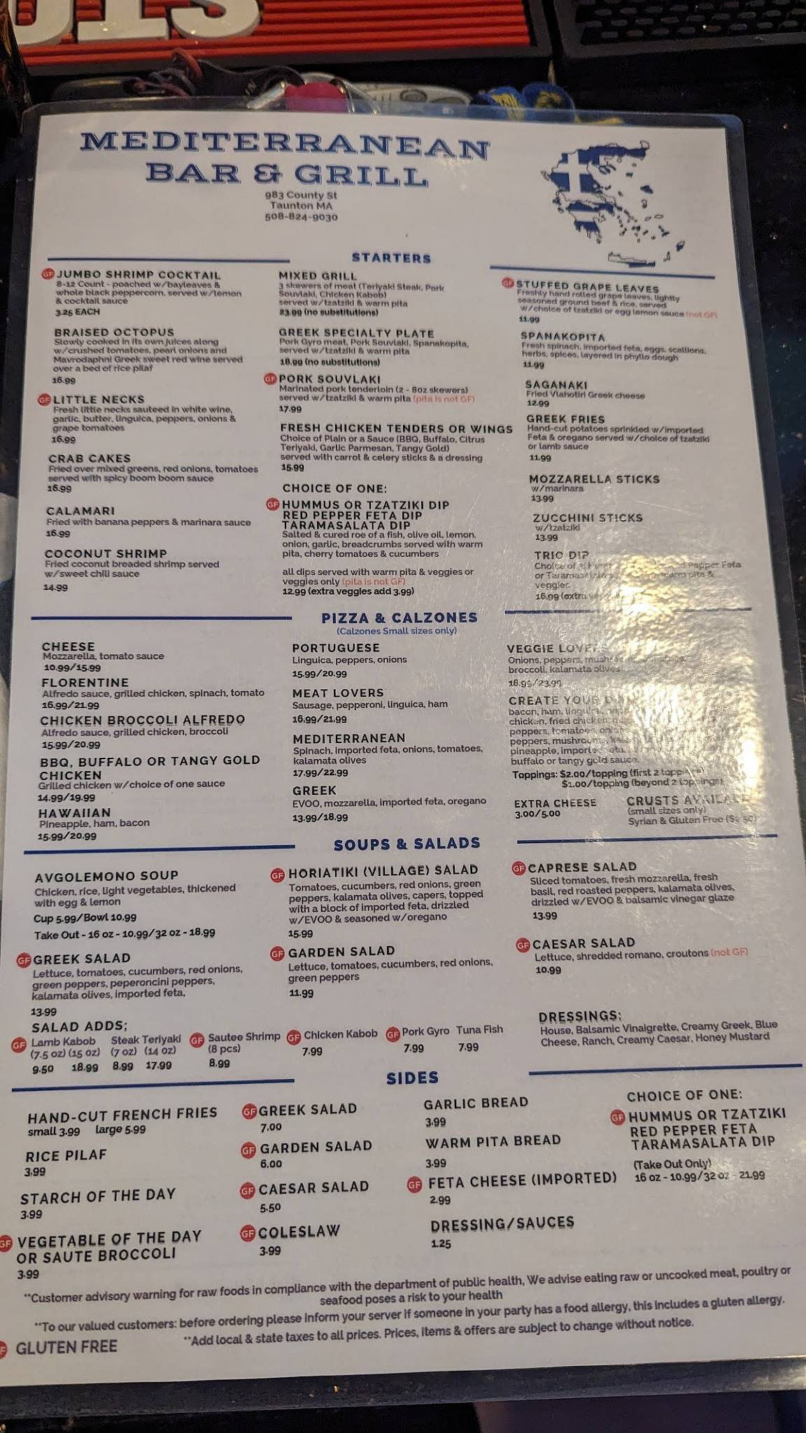 Menu at Mediterranean Bar & Grill, Taunton