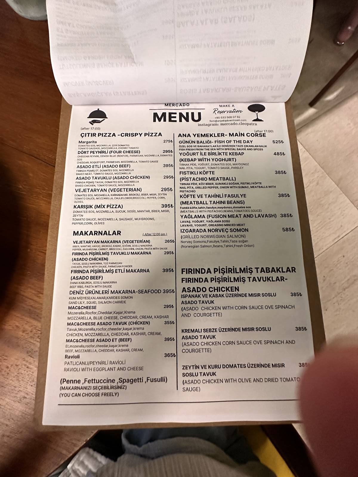 Menu at Mercado Cleopatra, Alanya