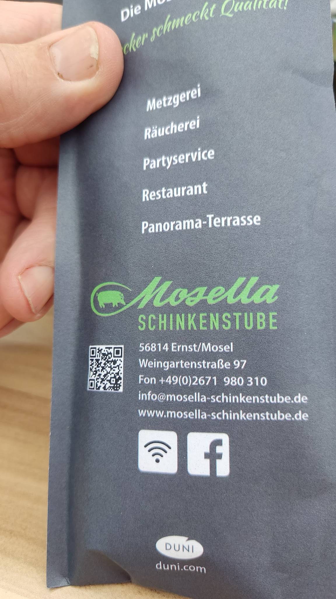 Speisekarte von Restaurant Mosella Schinkenstube, Ernst