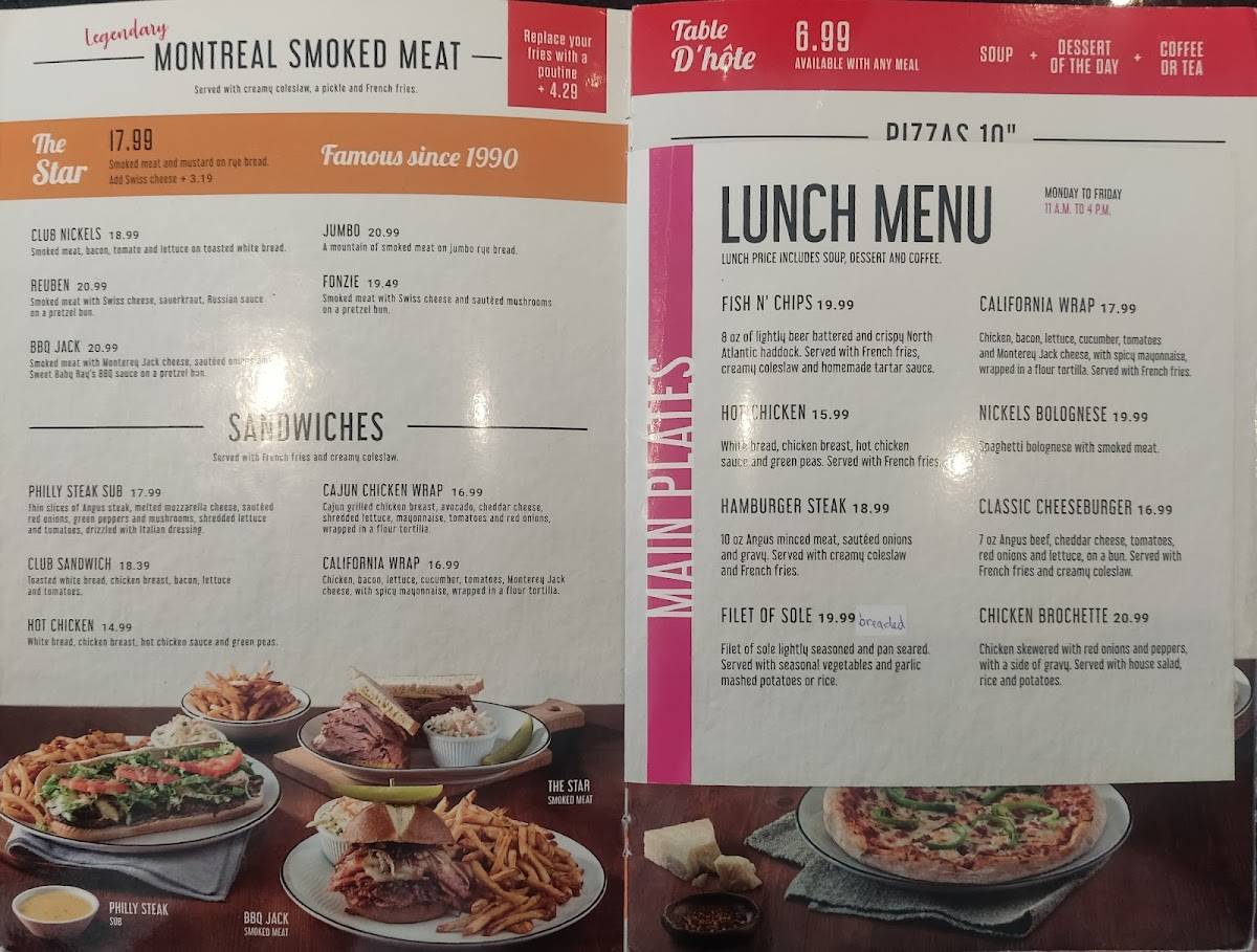 Menu at Restaurant NICKELS (Saint-Jérôme), Saint-Jérôme