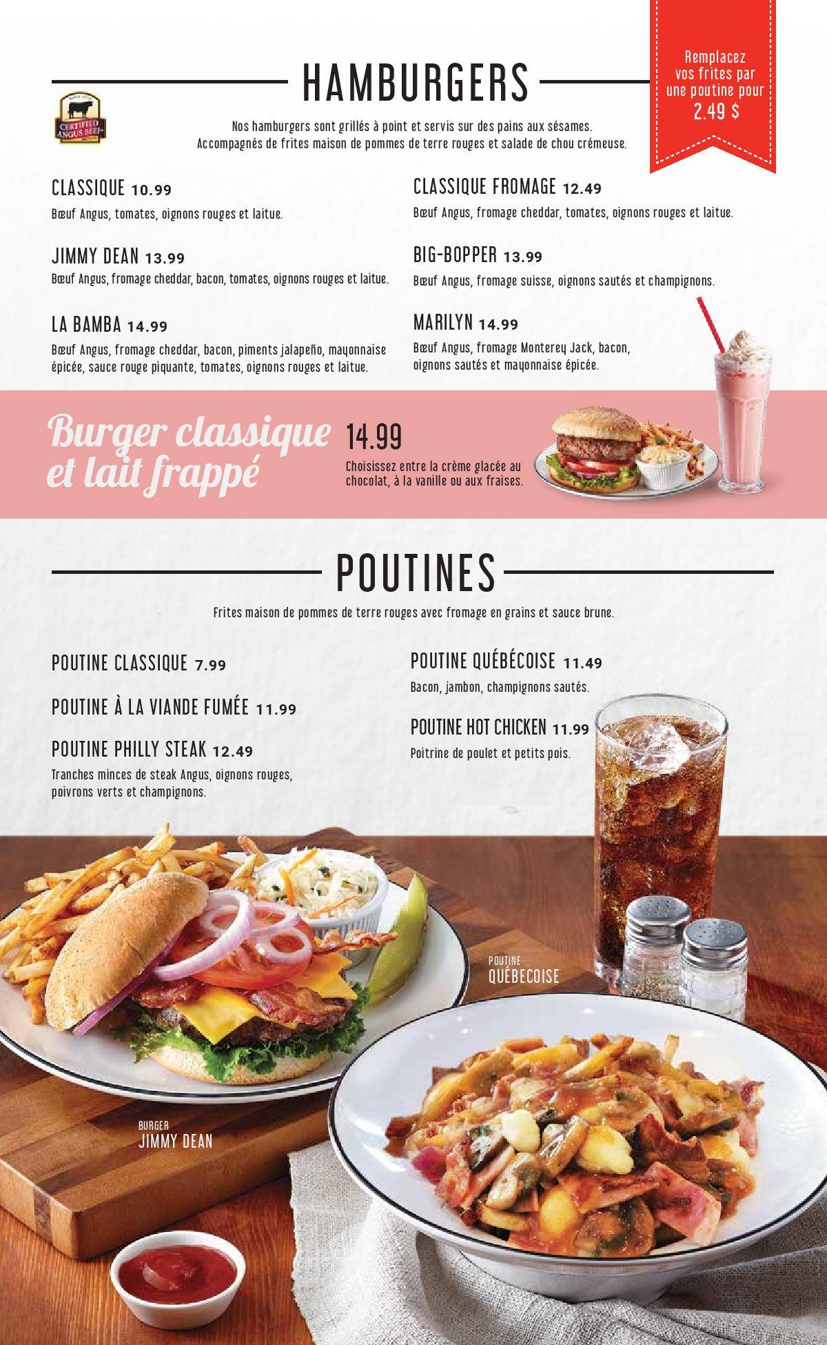 Menu au Nickels Deli restaurant, Saint-Jérôme