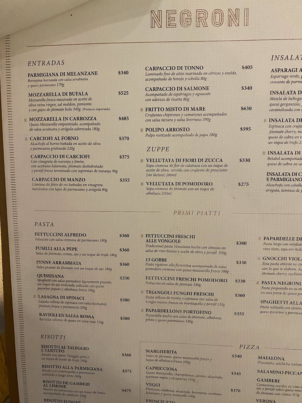 Carta del restaurante Negroni Midtown, Guadalajara, Av Adolfo López ...