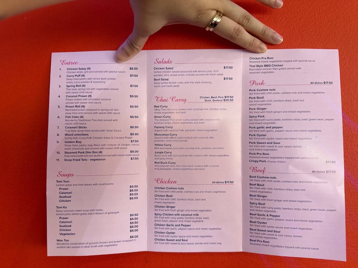 Menu at Nerang Thai Restaurant, Nerang