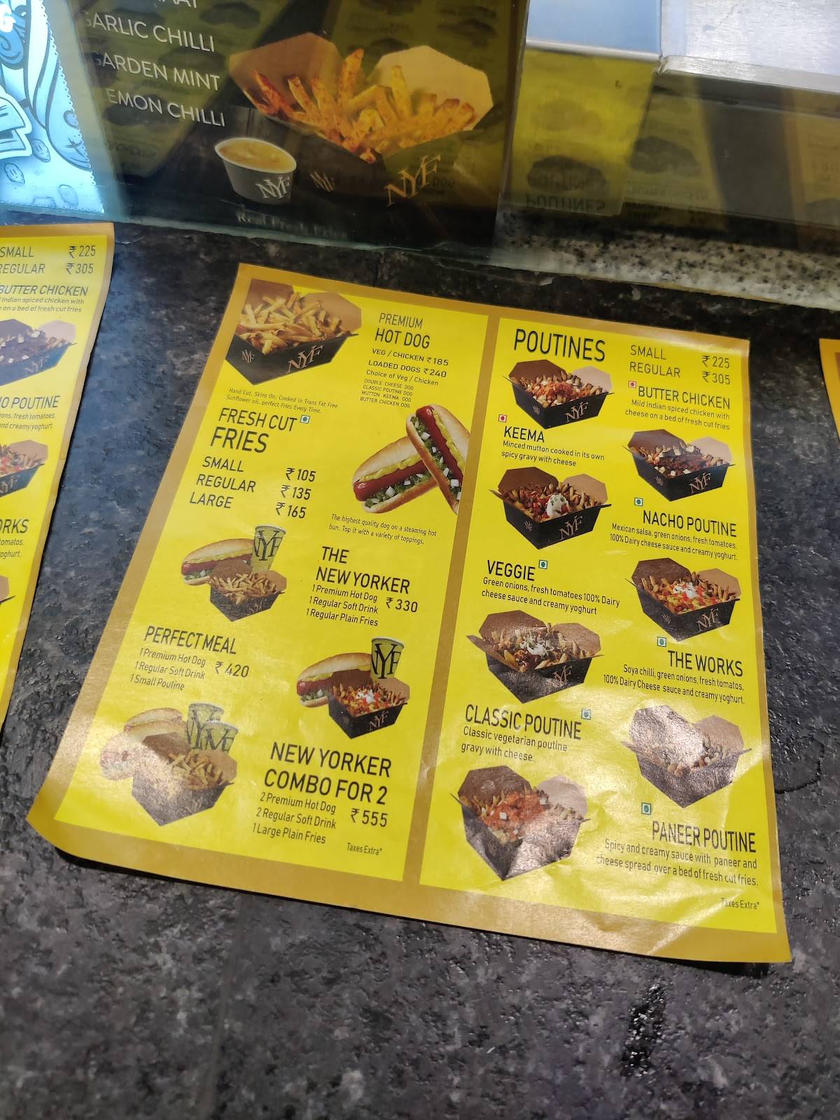 Menu at New York Fries, New Delhi, Unit 6