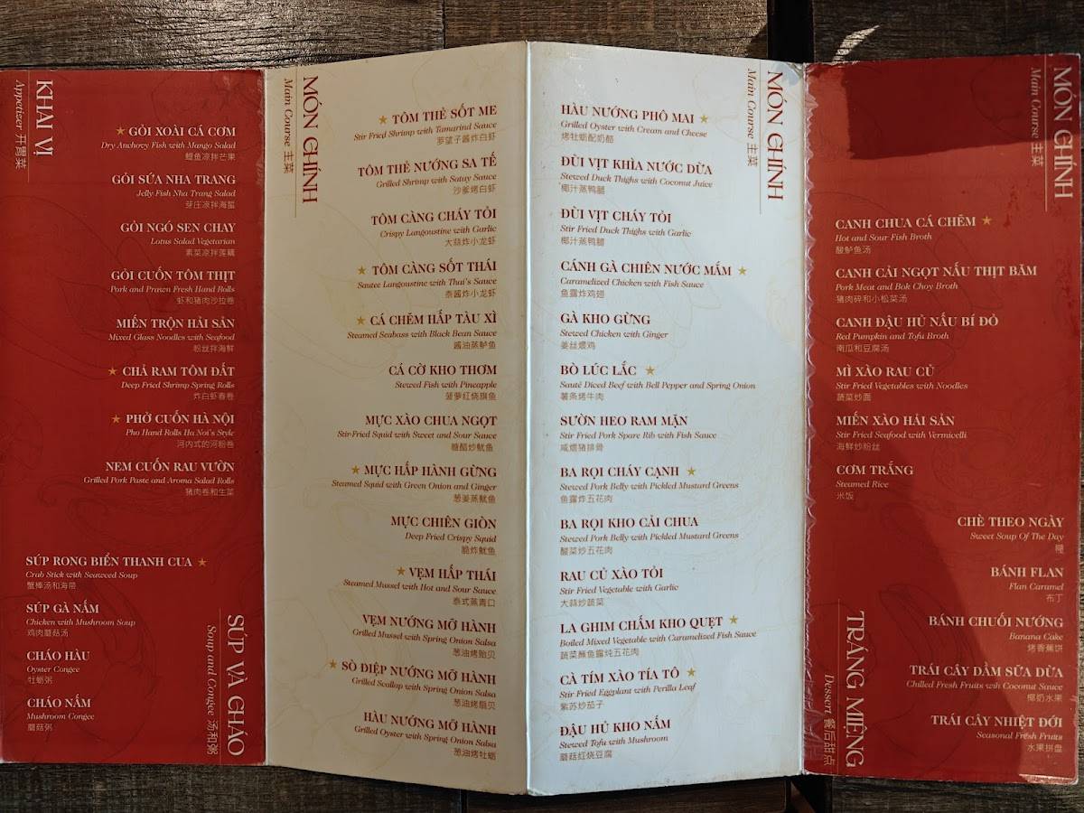 Menu at Ngon Gallery Nha Trang Restaurant, Ninh Hòa