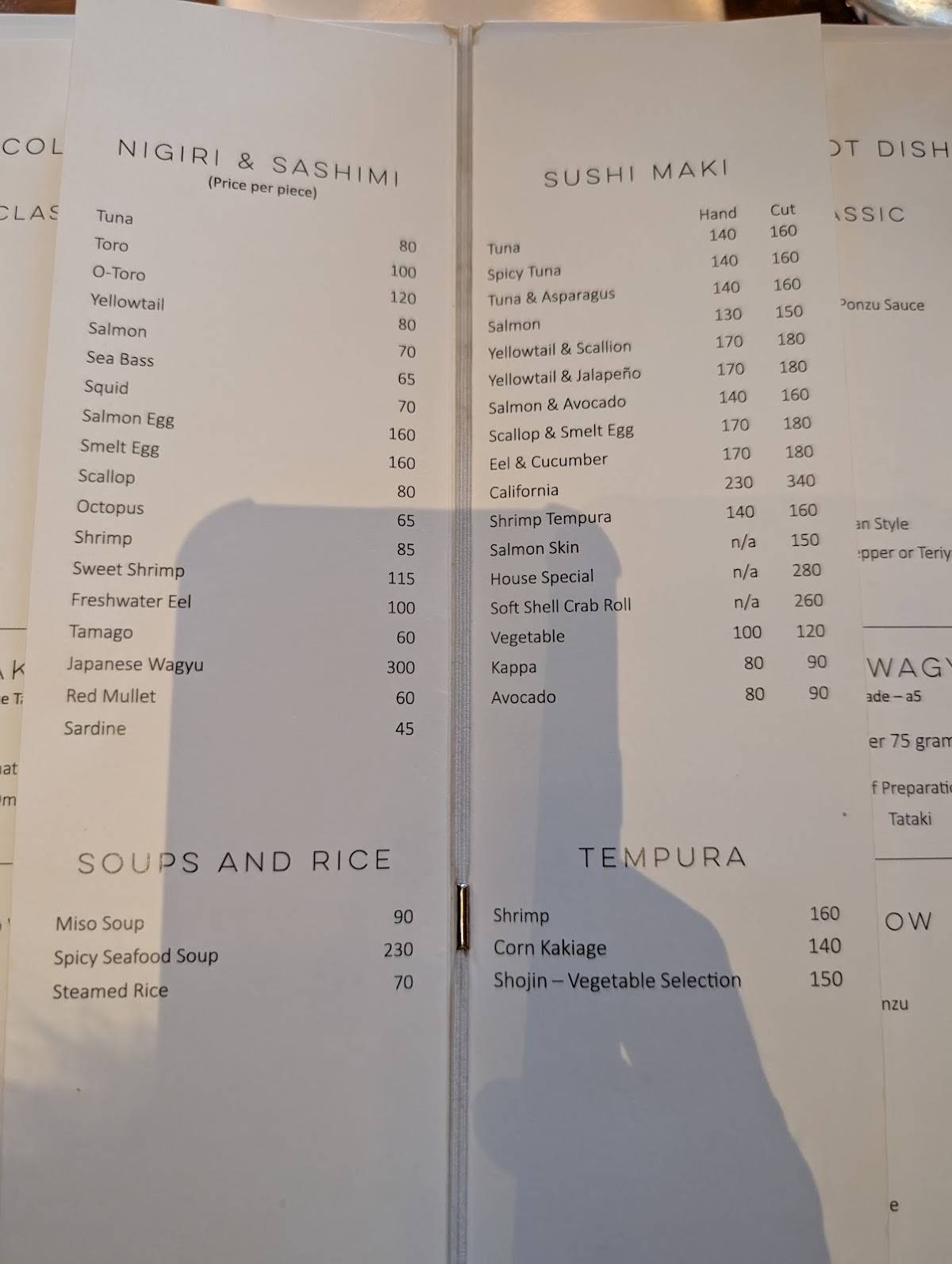 Menu at Nobu Restaurant Marrakech, Marrakesh