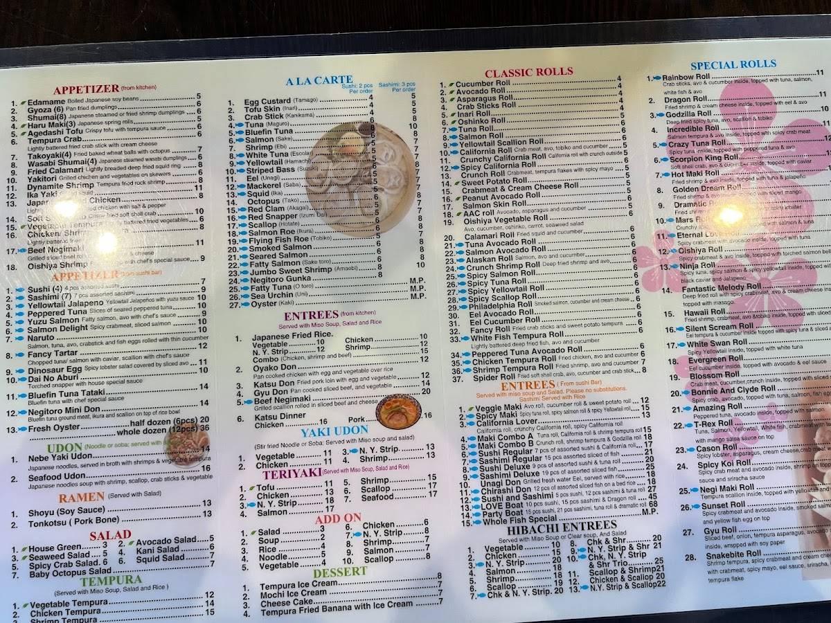 Menu at Oishiya hibachi & sushi restaurant, Murfreesboro